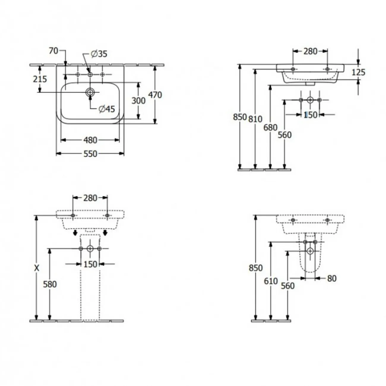 LAVABO 55X47 V&B ARCHITECTURA