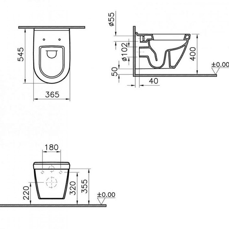 WC ŠOLJA VITRA S50 KONZOLNA