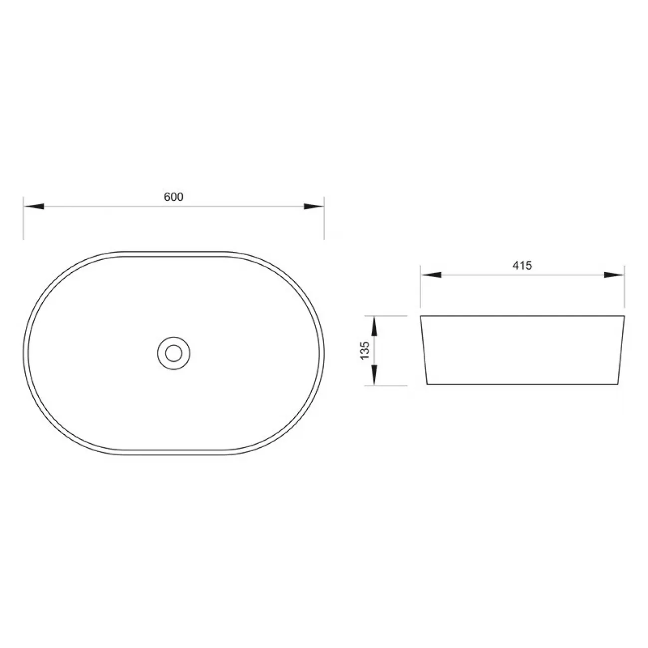 LAVABO 600X415 BELI MAT