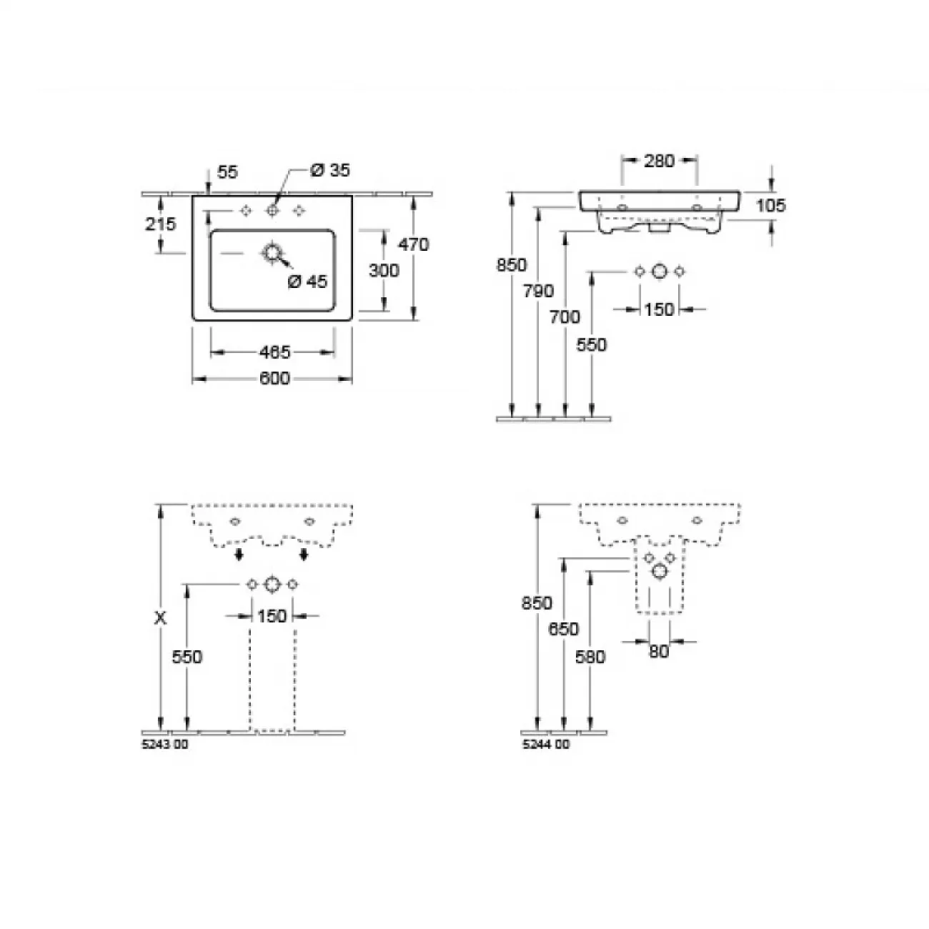 LAVABO 60X47 V&B SUBWAY 2.0