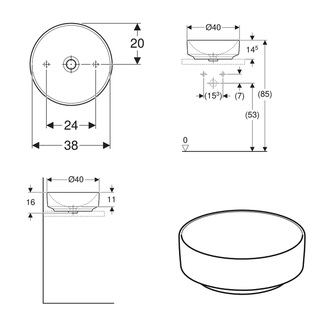 LAVABO GEBERIT VARIFORM 40 768