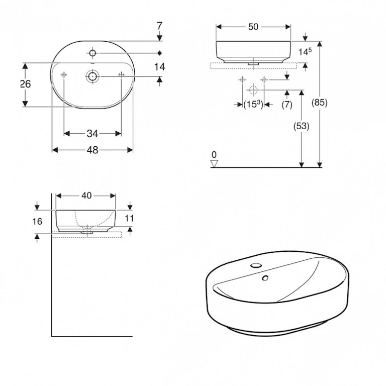 LAVABO GEBERIT VARIFORM 50 775