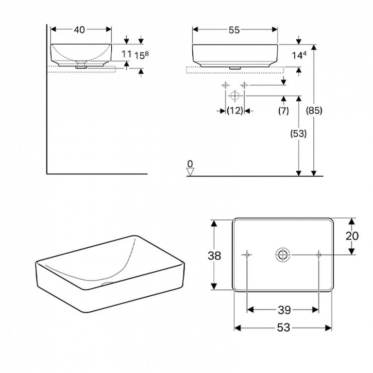 LAVABO GEBERIT VARIFORM 55 779