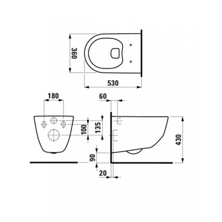 WC ŠOLJA LAUFEN PRO RIMLESS KONZOLNA