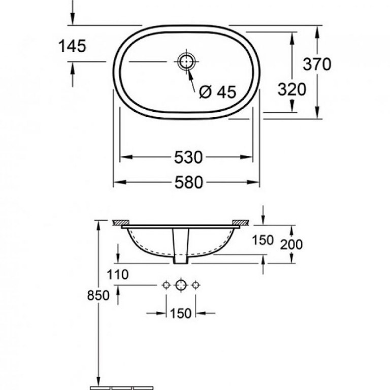 LAVABO 53X32 V&B O NOVO PODGRADNI