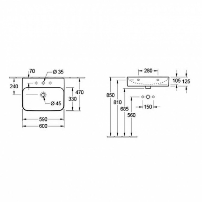 LAVABO 60X47 V&B COLLARO