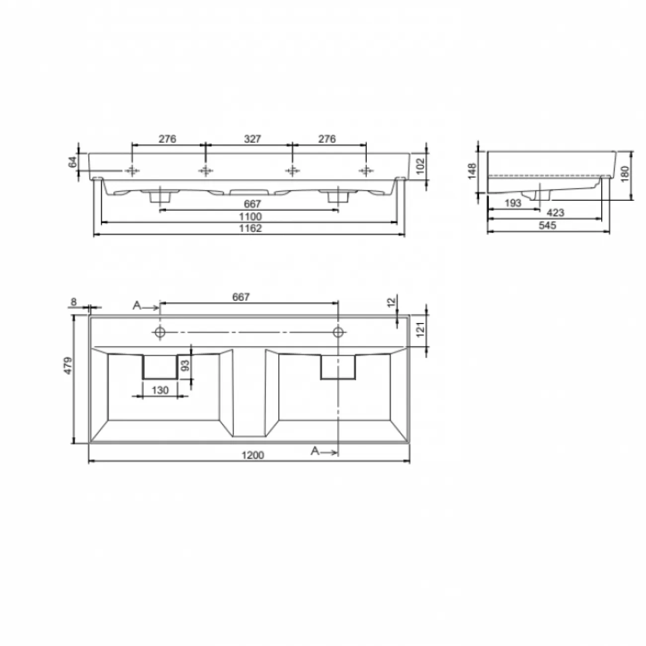 LAVABO 120X48 SHARP 37700 U/2