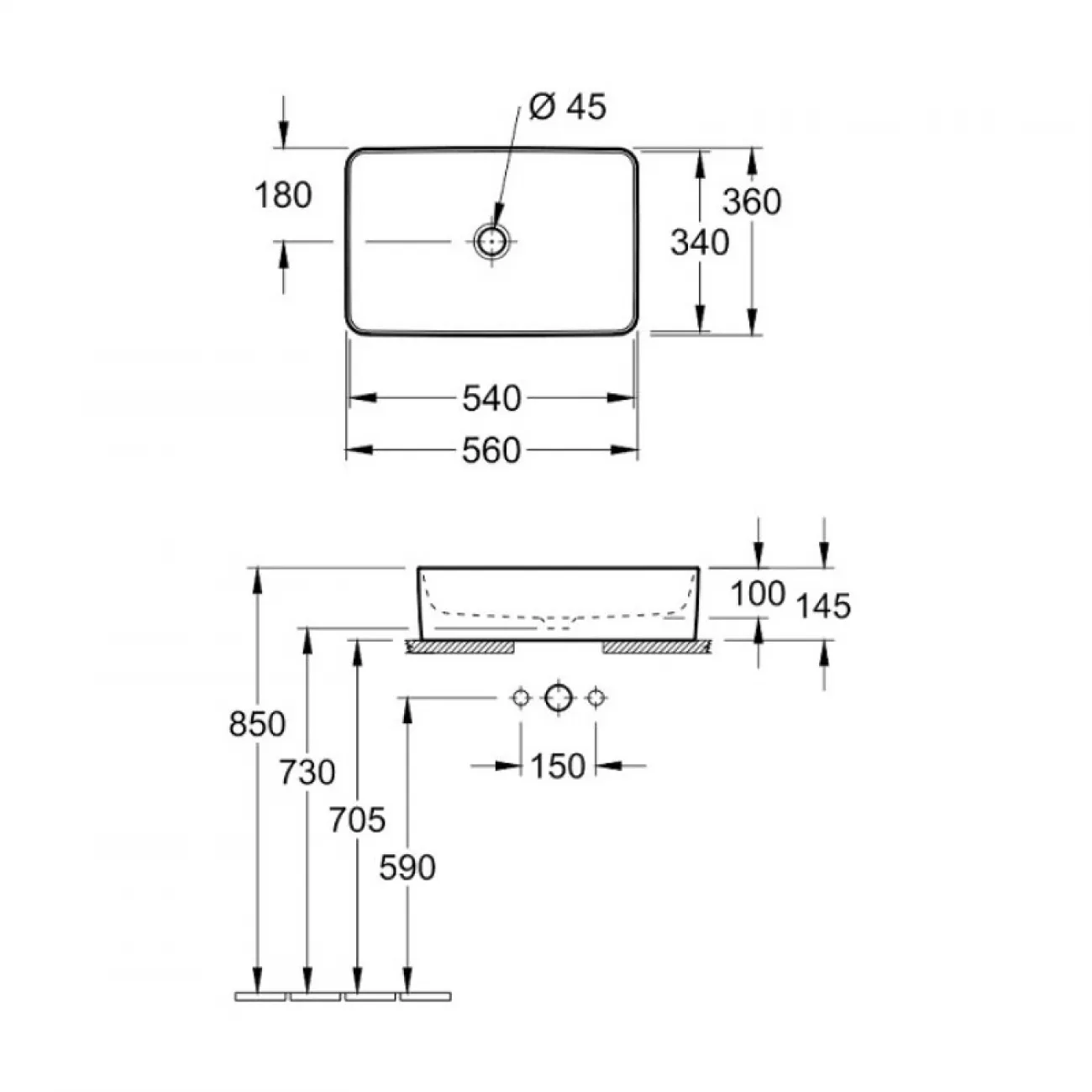 LAVABO 56X36 V&B COLLARO/P