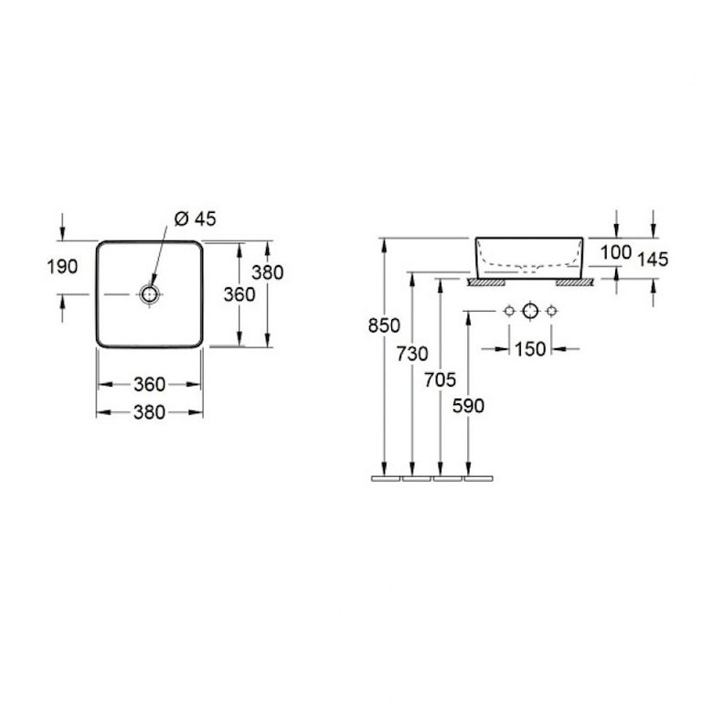 LAVABO 38X38 V&B COLLARO