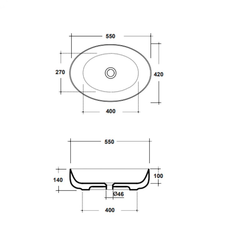 LAVABO 55 METAMORFOSI OVALE