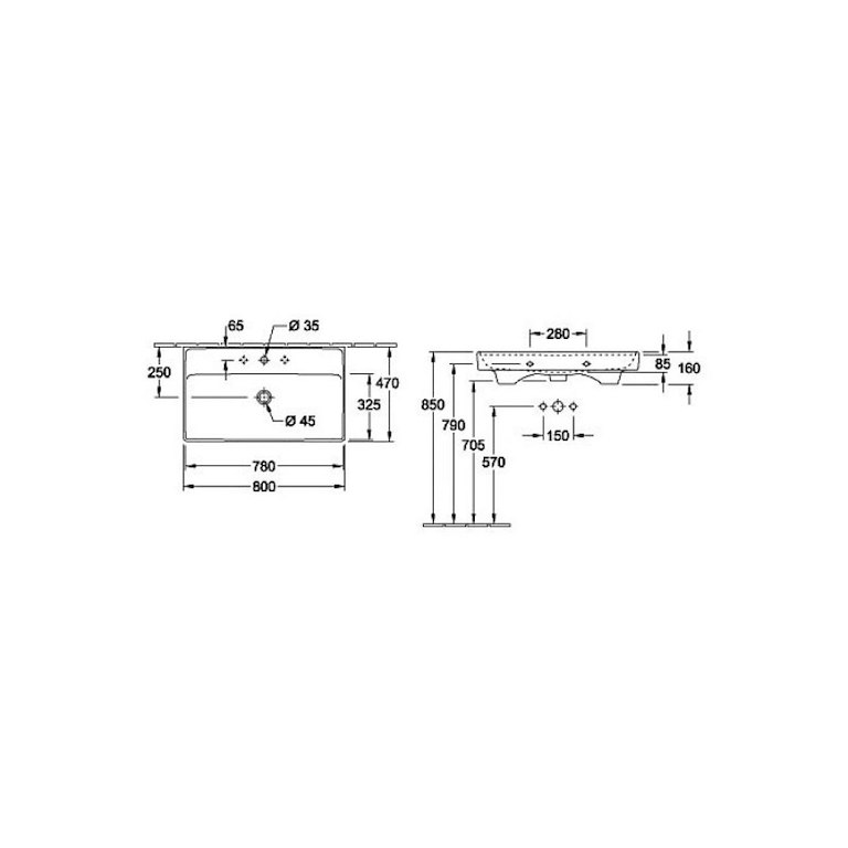 LAVABO 80x47 V&B COLLARO