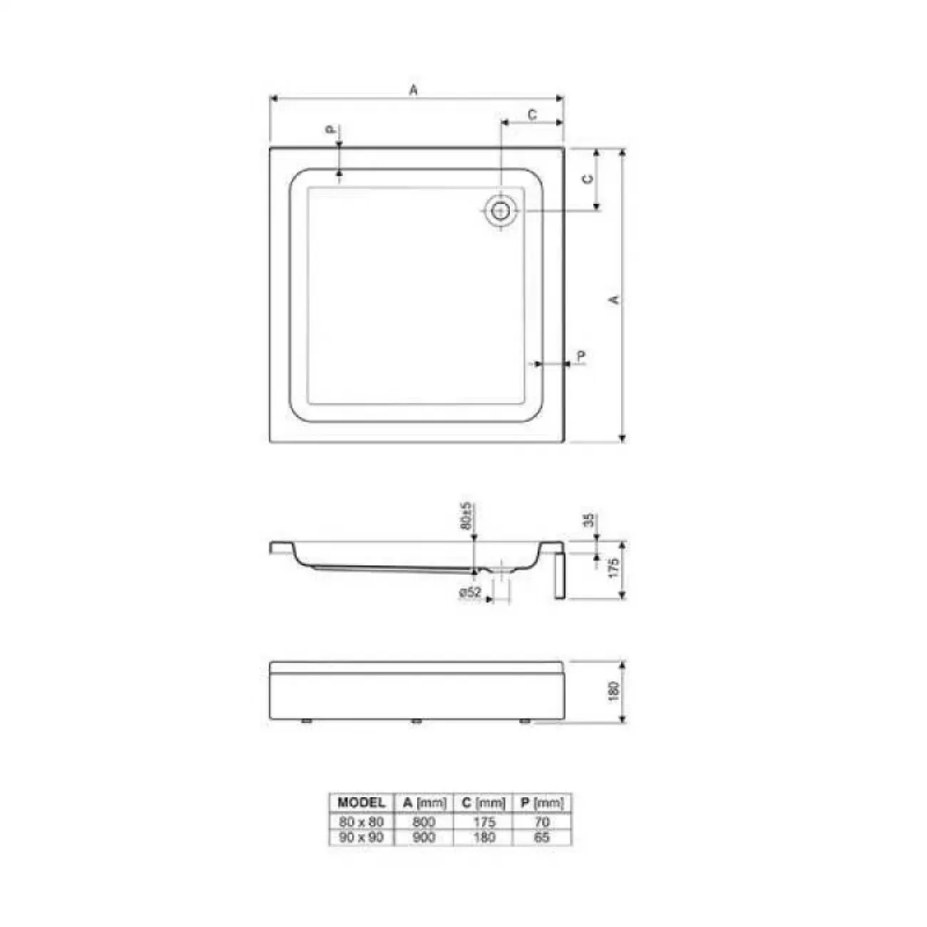 TUŠ KADA 90X90 AQUAESTIL KOMPET