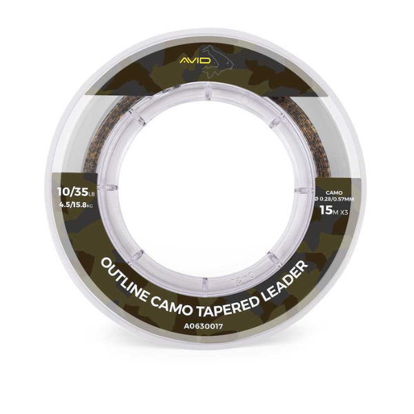 AVID CARP OUTLINE CAMO TAPERED LEADER 15M