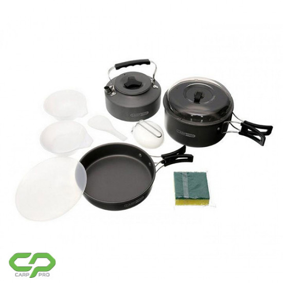 CARP PRO COMPLETE COOKWARE ALUMINIUM WITH ANODISED COATING