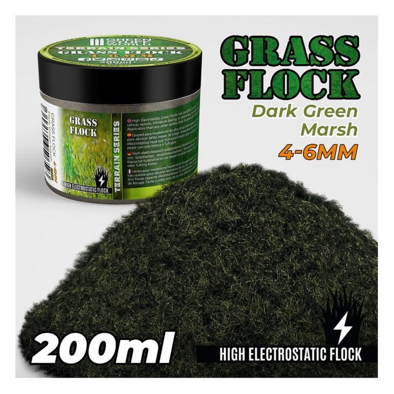 Grass Flock - DARK GREEN MARSH 4-6mm (200ml)