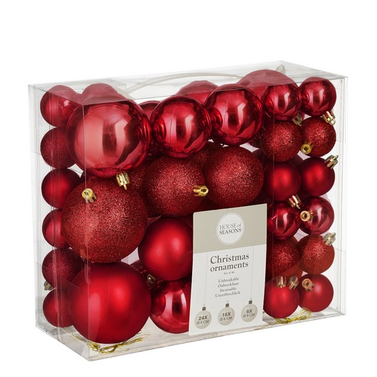 NG dekoracija - HANGING BALL SET 46pcs 1143769 - Red - EDL