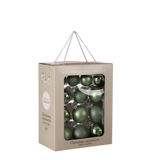 NG dekoracija - HANGING BAUBLE GLASS SET 26pcs 7cm 1143779 - Light Grey - EDL