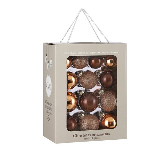 NG dekoracija - HANGING BAUBLE GLASS SET 26pcs 7cm 1143783 - Brown - EDL