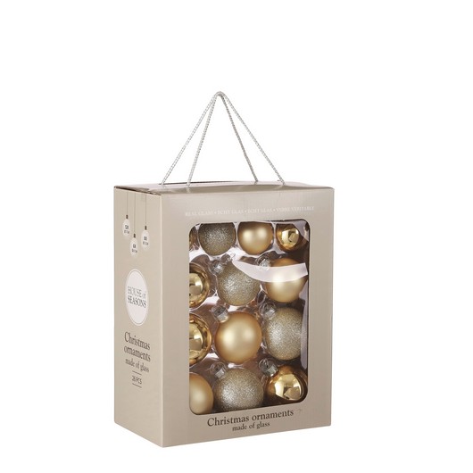 NG dekoracija - HANGING BAUBLE GLASS SET 26pcs 7cm 1143788 - Champagne - EDL