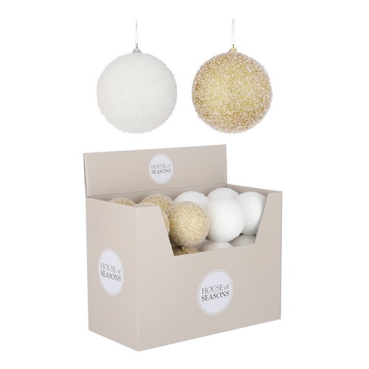 NG dekoracija - HANGING BALL 10cm 1082486 - Gold/White - EDL