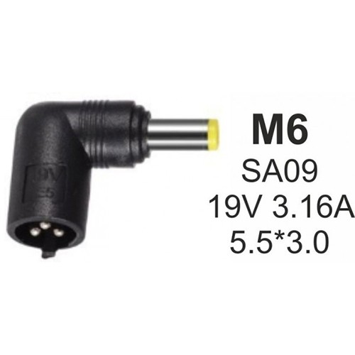 Gembird Connector M6 Pin - 5.5x3.0mm - 60W-19V-3.16A | NPC-SA09 (M6)
