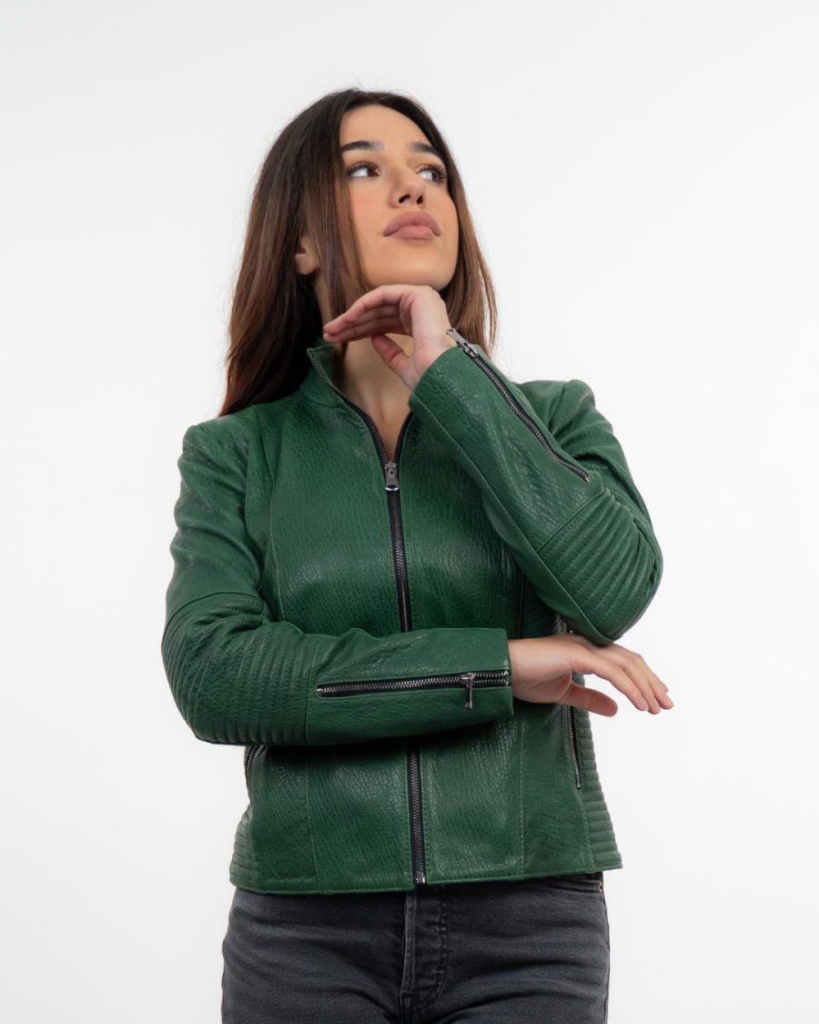Ženska kožna jakna – Mario Zenetti-Sara – Krispi – Zelena