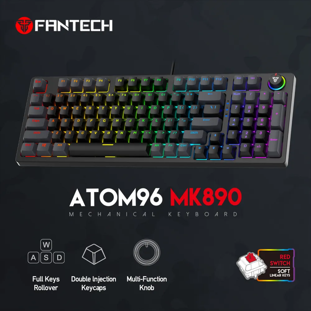 Tastatura Mehanicka Gaming Fantech MK890 RGB Atom 96 crna (Red switch)