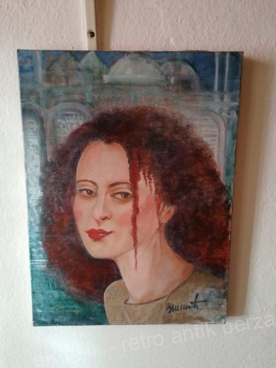 Slika ulje na platnu-Portret devojke sa crvenom kosom