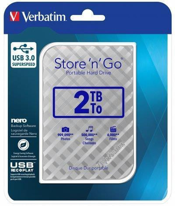 Verbatim HDD 2TB 3.0 Siv Kocka (53198)