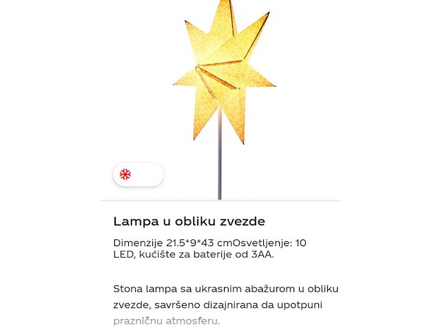 Stona led lampa u obliku zvezde