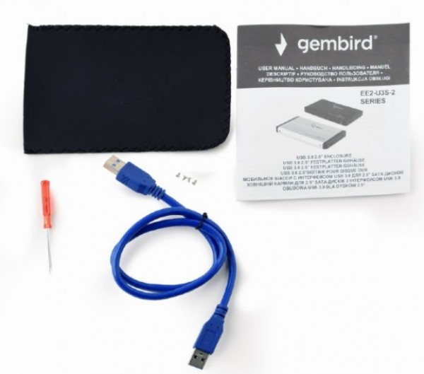 EE2-U3S-2 Gembird USB 3.0 Externo kućište za 2.5“ SATA hard diskove, aluminium, crni