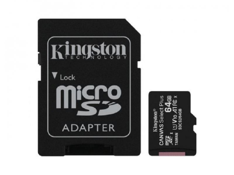 Micro SD card 64Gb kingston+SD adapter