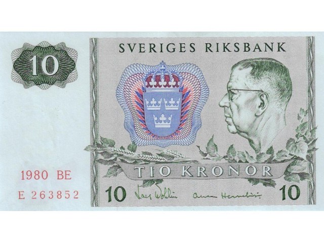 Svedska 10 kronor 1980 UNC
