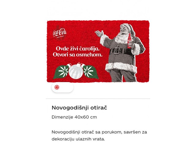 Coca Cola Koka Kola novogodišnji otirač