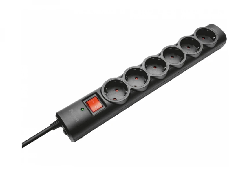 Strujni kabel TRUST Surge Protector 6 mesta/1.8m/crna