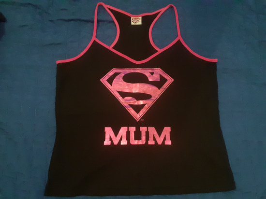 Nova Super Mum crno-roze majica na bretele, L/XL