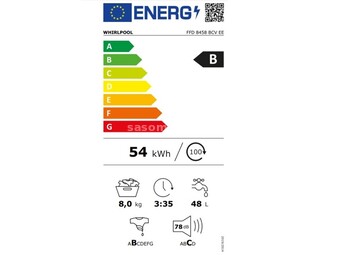 WHIRLPOOL Mašina za pranje veša FFD 8458 BCV EE 1400 obr/min 8 kg Bela