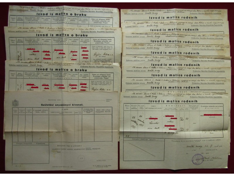 Lot 12 Kom.Dokumenti Izvod Iz Matične Knjige FNRJ+1943.