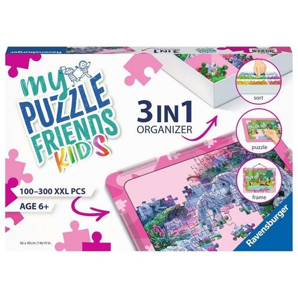 Ravensburger 3u1 organizator za dečije slagalice u roze boji- 100 do 300 delova