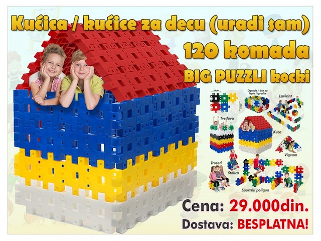 Kućica / kućice za decu (uradi sam) 120 kom BIG PUZZLI