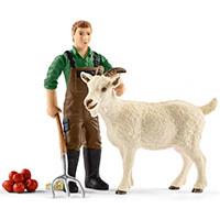 Schleich Figurice Domaće životinje - Farmer i koza 42375