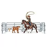 Schleich Figure Domaće životinje - Rodeo - Kauboj sa lasom na konju 41418