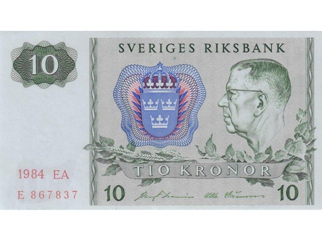 Svedska 10 kronor 1984 UNC