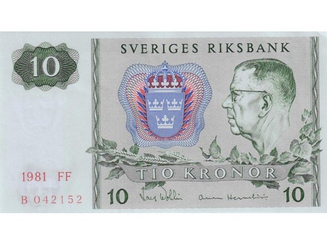Svedska 10 kronor 1981 UNC