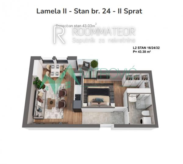 Dvosoban stan na prodaju, 43m2, 114.570€