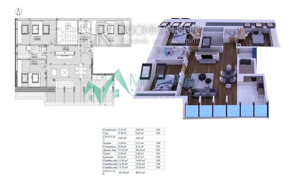 Četvorosoban stan na prodaju, 107m2, 232.280€