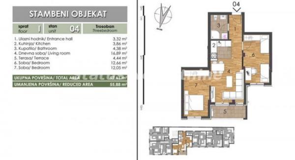 Trosoban stan na prodaju, 58m2, 137.400€