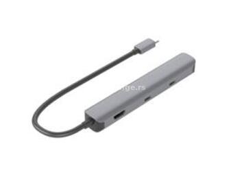 Adapter USB 3.1 tip C (M) - HDMI+ 2X USB 3.0 + 2X Tip C + RJ45 (F)