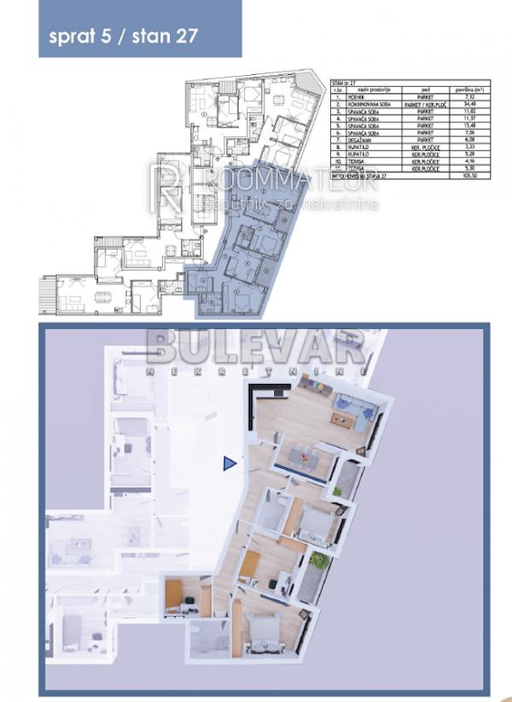 Svetosavska, Četvorosoban stan na prodaju, 105m2, 253.200€