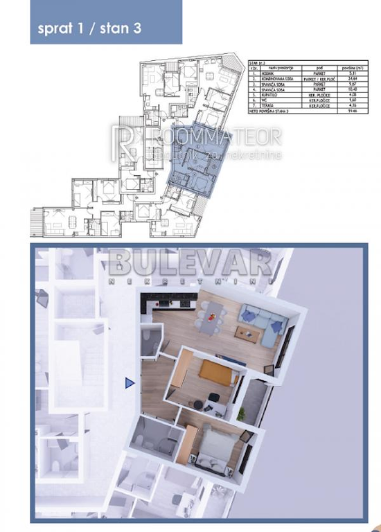 Svetosavska, Dvoiposoban stan na prodaju, 59m2, 143.200€